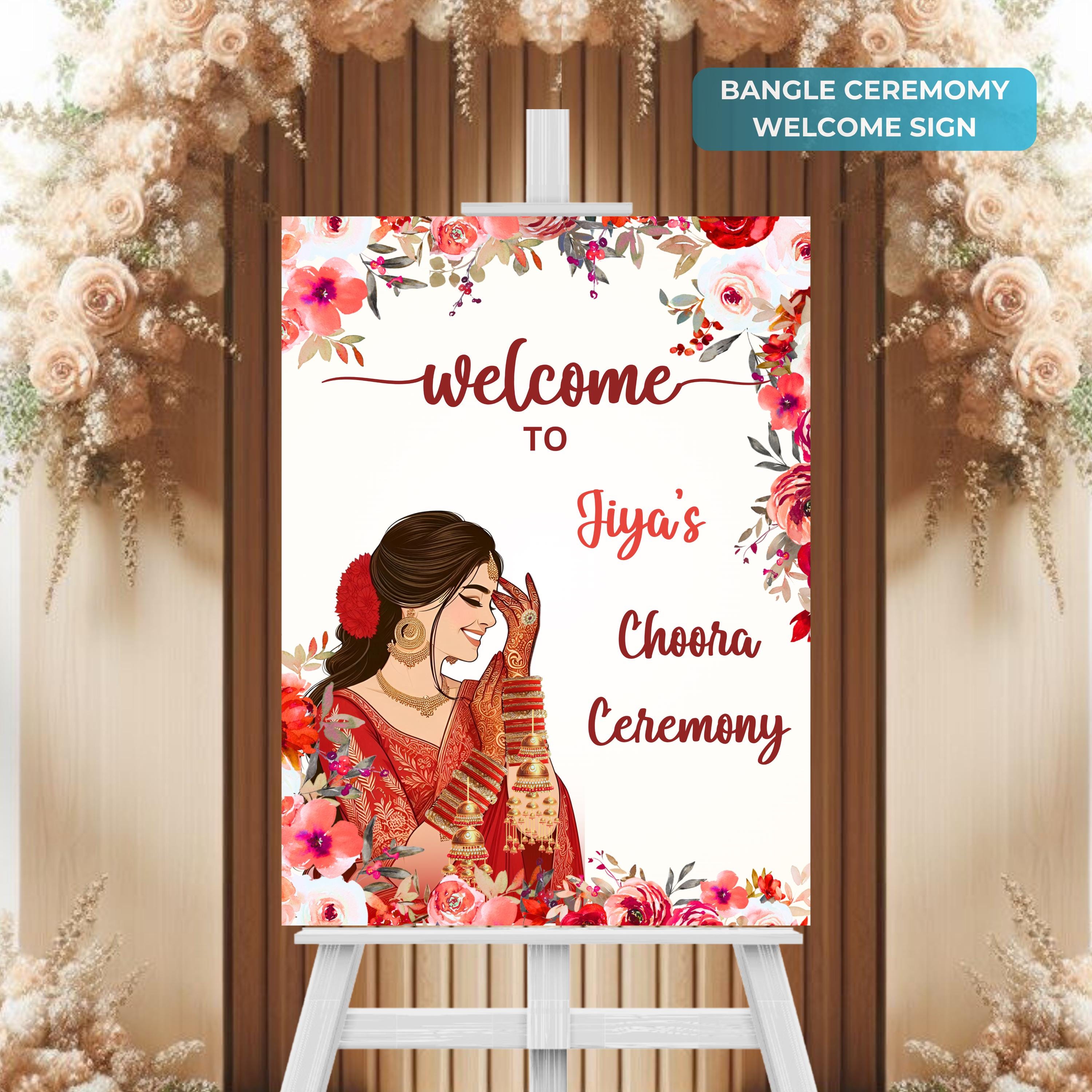 Bangle Ceremony Sign for Choora Ceremony, Punjabi Wedding Welcome Sign ...