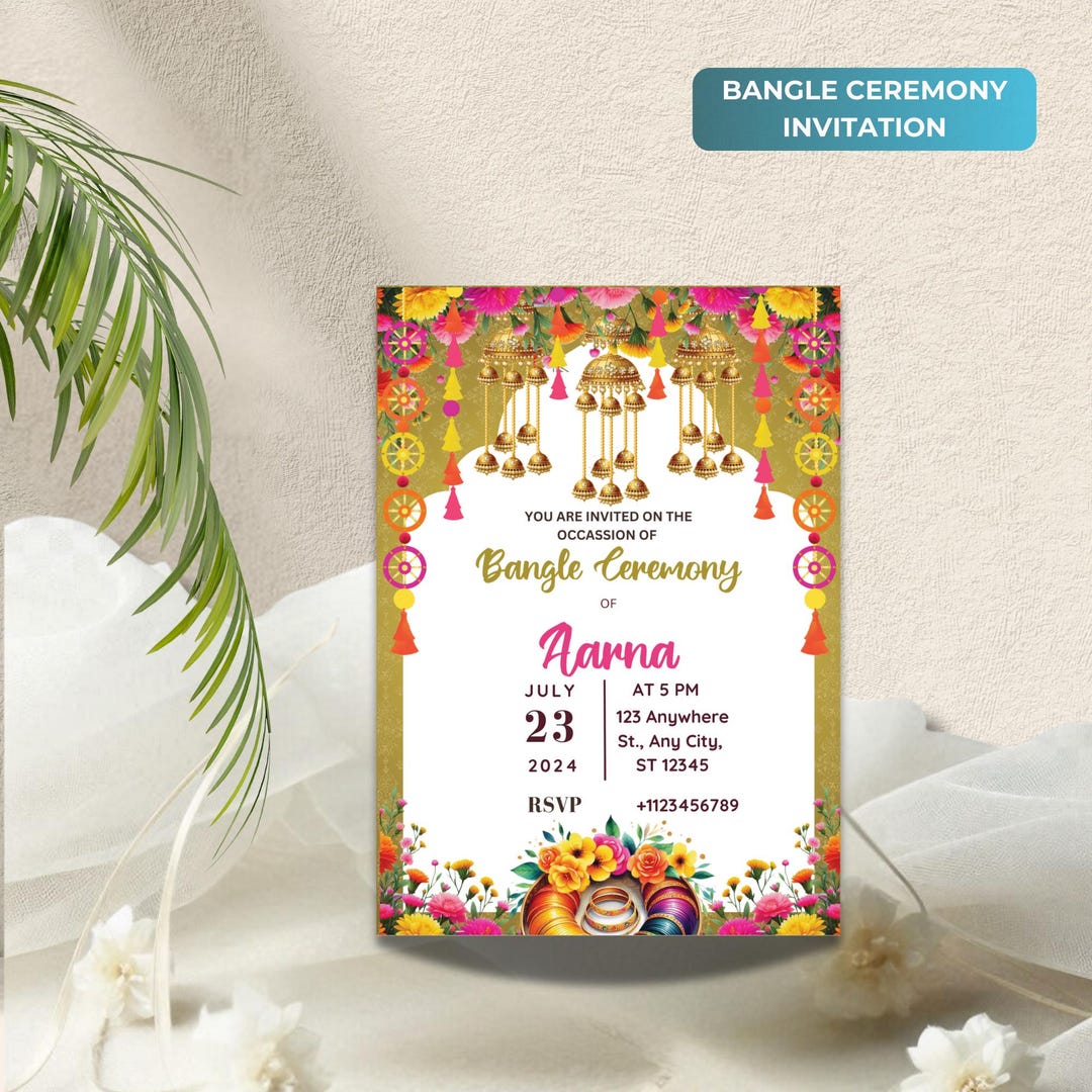 Bangle Ceremony Invitation for Choora Ceremony, Punjabi Wedding ...