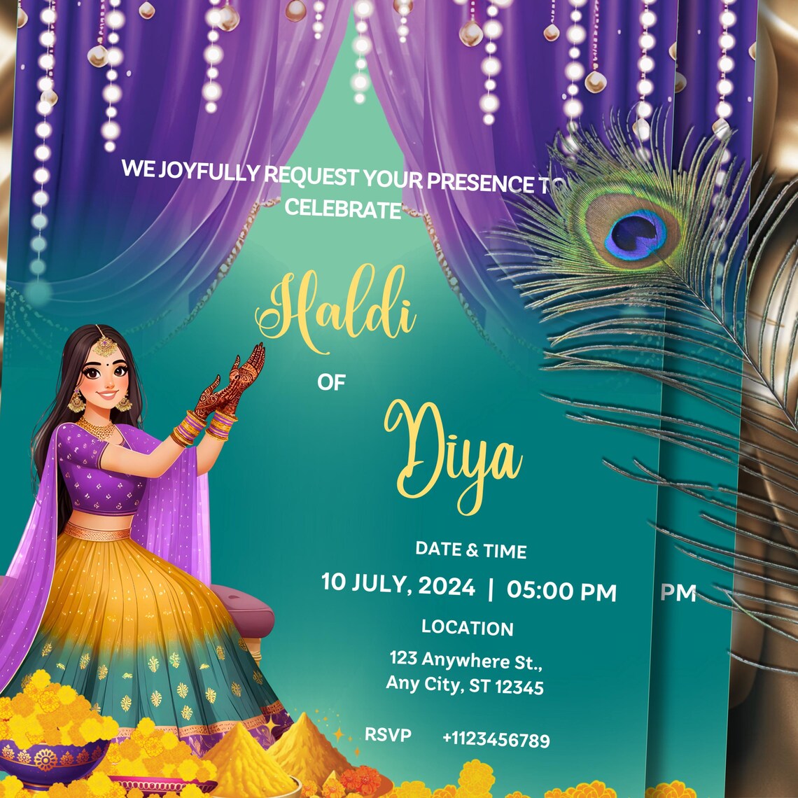 Haldi Invitation for Your Haldi Event, Customizable Haldi Invite for ...
