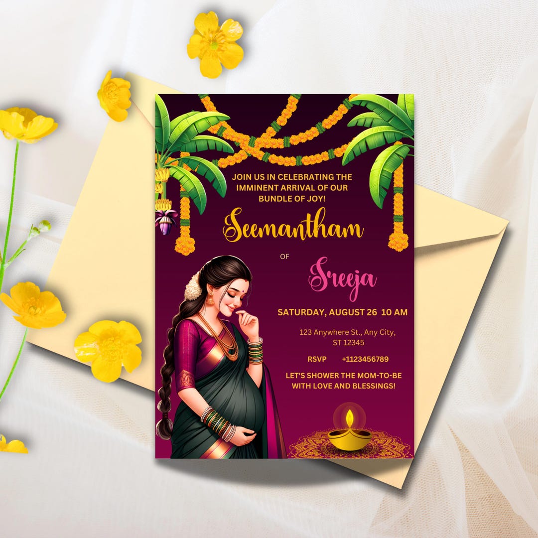 Sreemantham Invite for Your Indian Baby Shower, Valaikappu or Godh ...