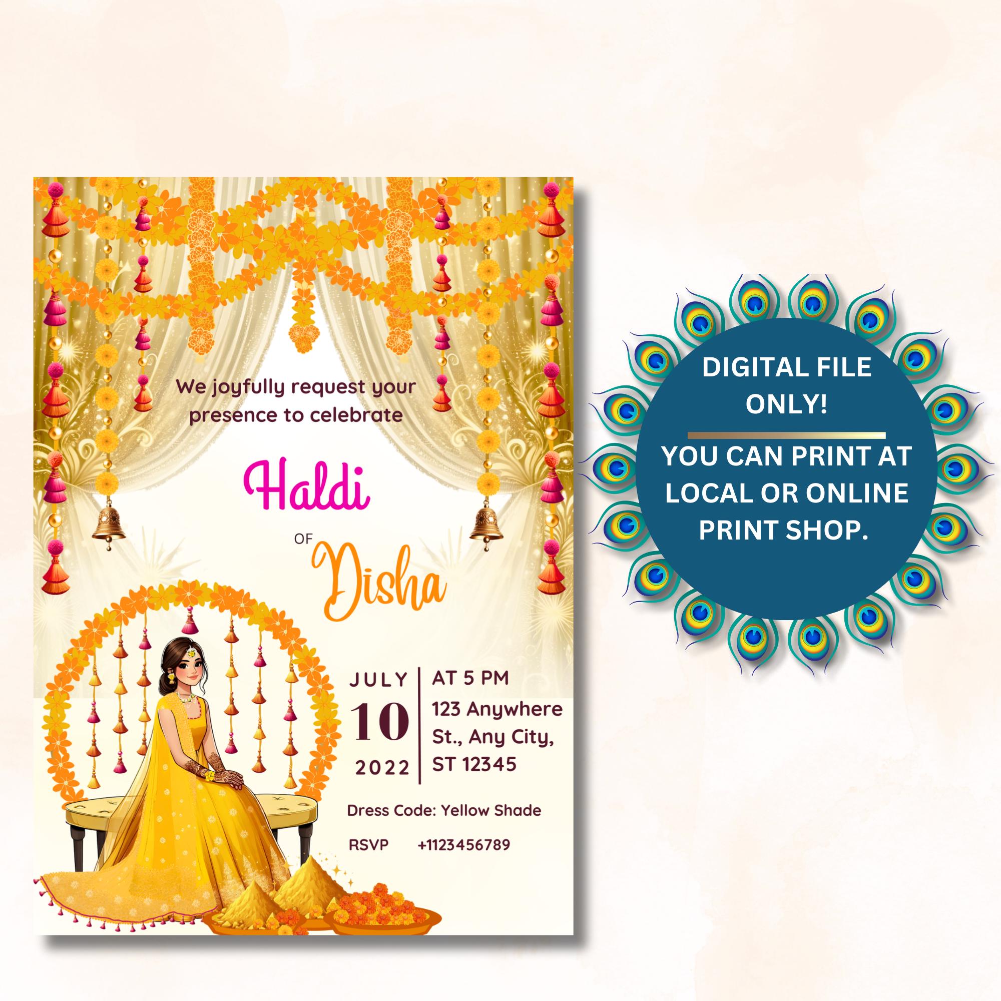 Elegant & Minimal Haldi Invitation for Your Haldi Event, Customizable ...