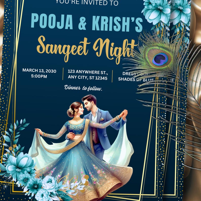 Sangeet Invitation, Customizable Invitation for Sangeet Party, Indian ...