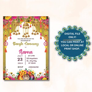 Bangle Ceremony Invitation for Choora Ceremony, Punjabi Wedding ...