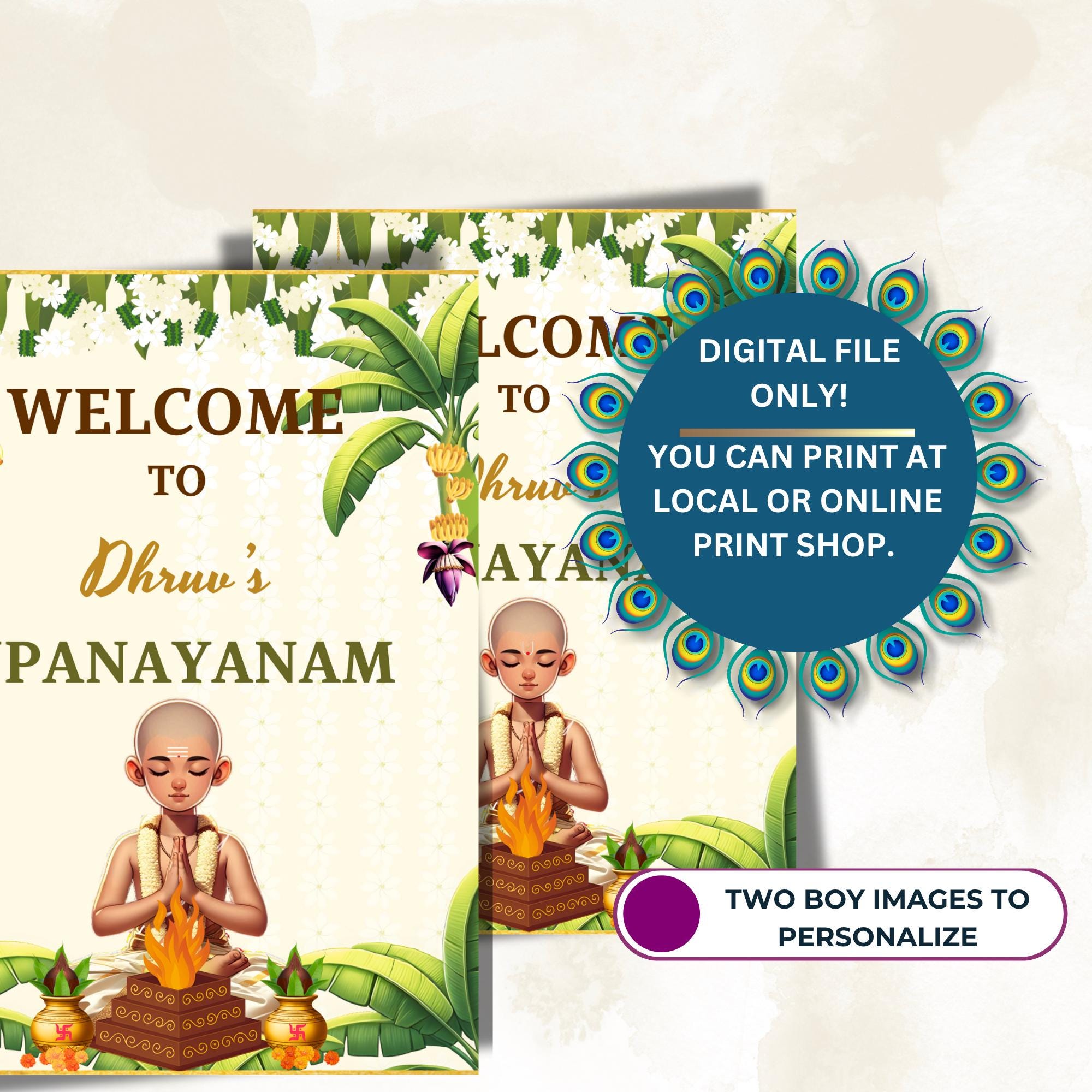 Upanayanam Welcome Sign for Thread Ceremony, Janoi, Welcome Board ...
