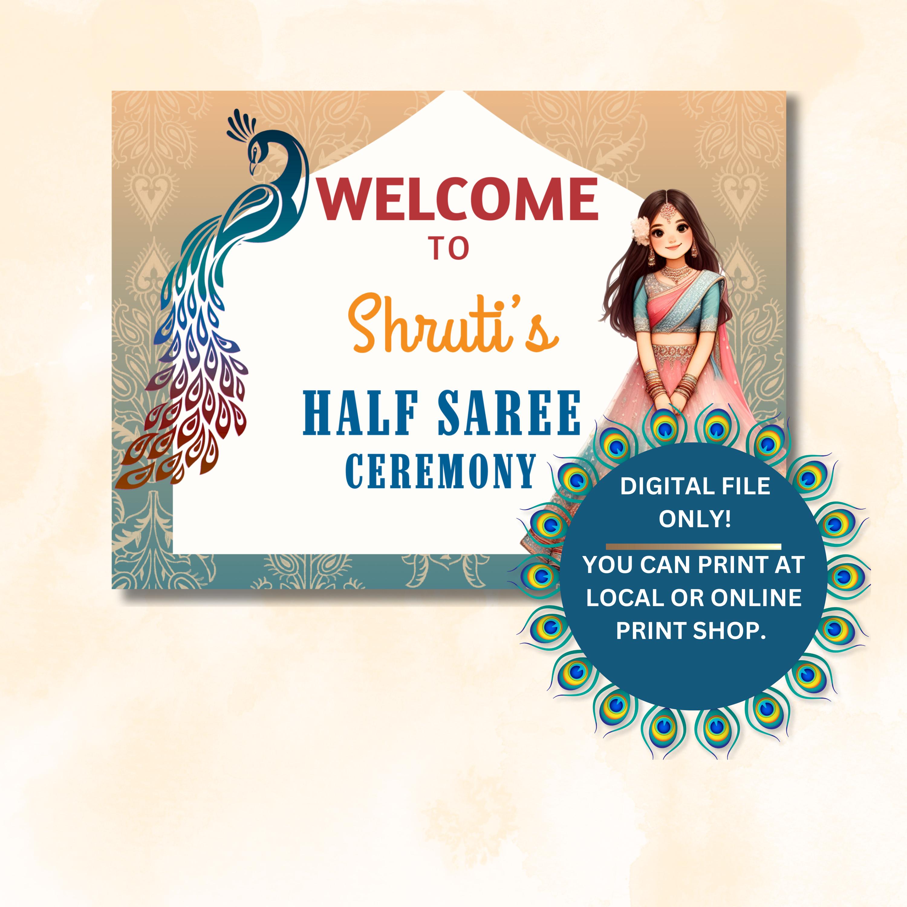 Half Saree Ceremony Welcome Sign, Customizable South Indian Puberty ...