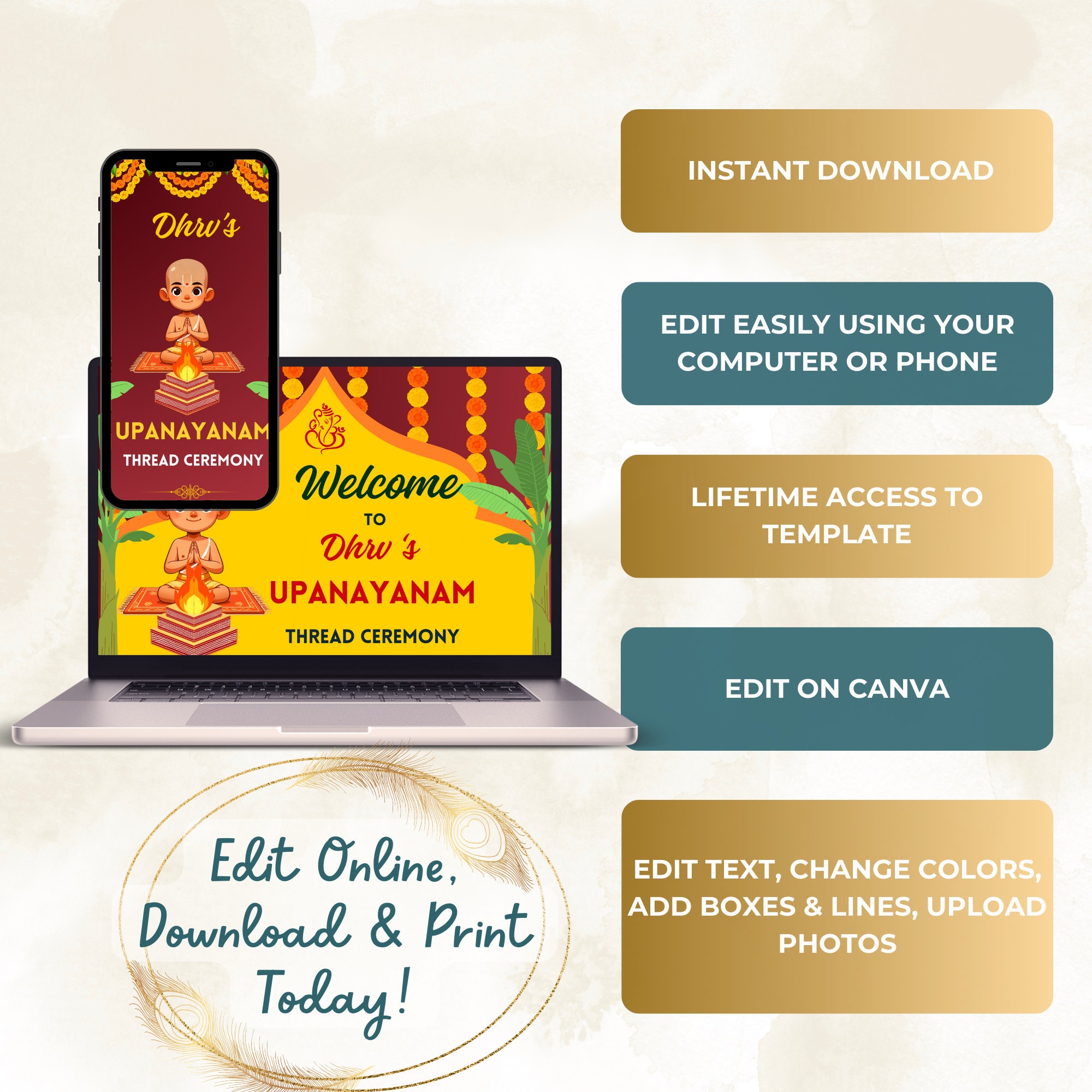 Upanayanam Bundle: Upanayanam Invite, Customizable Upanayanam ...