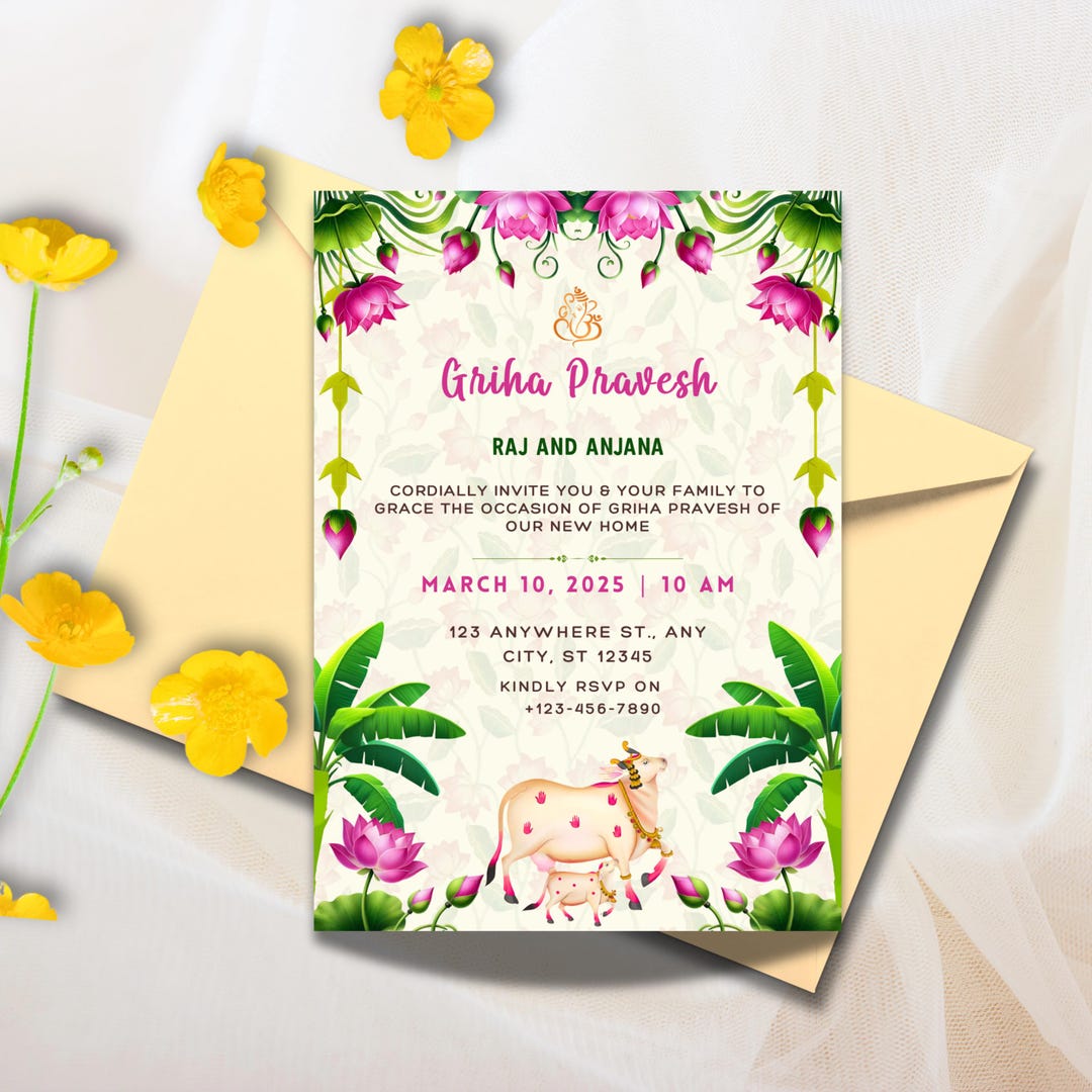 Indian Housewarming Invitation, Customizable Invitation for Indian ...
