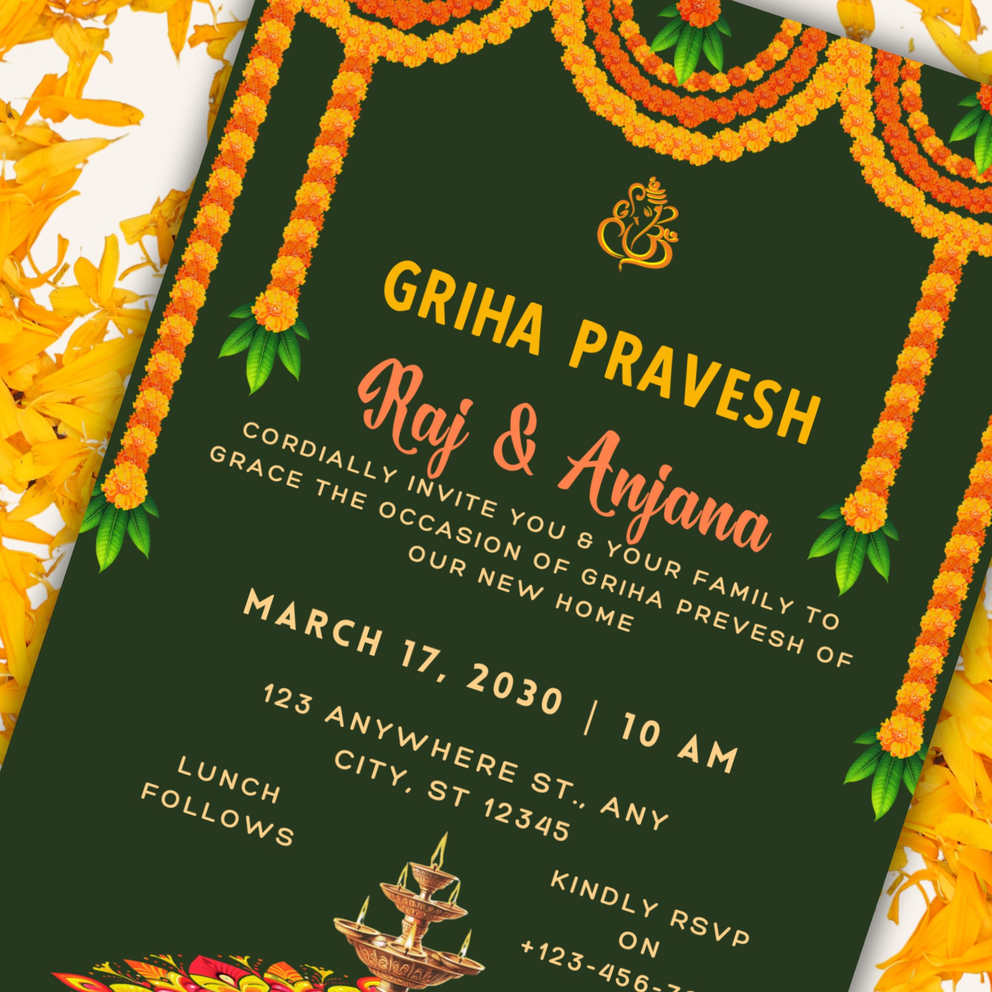 Indian Housewarming Invitation, Customizable Invitation for Indian ...