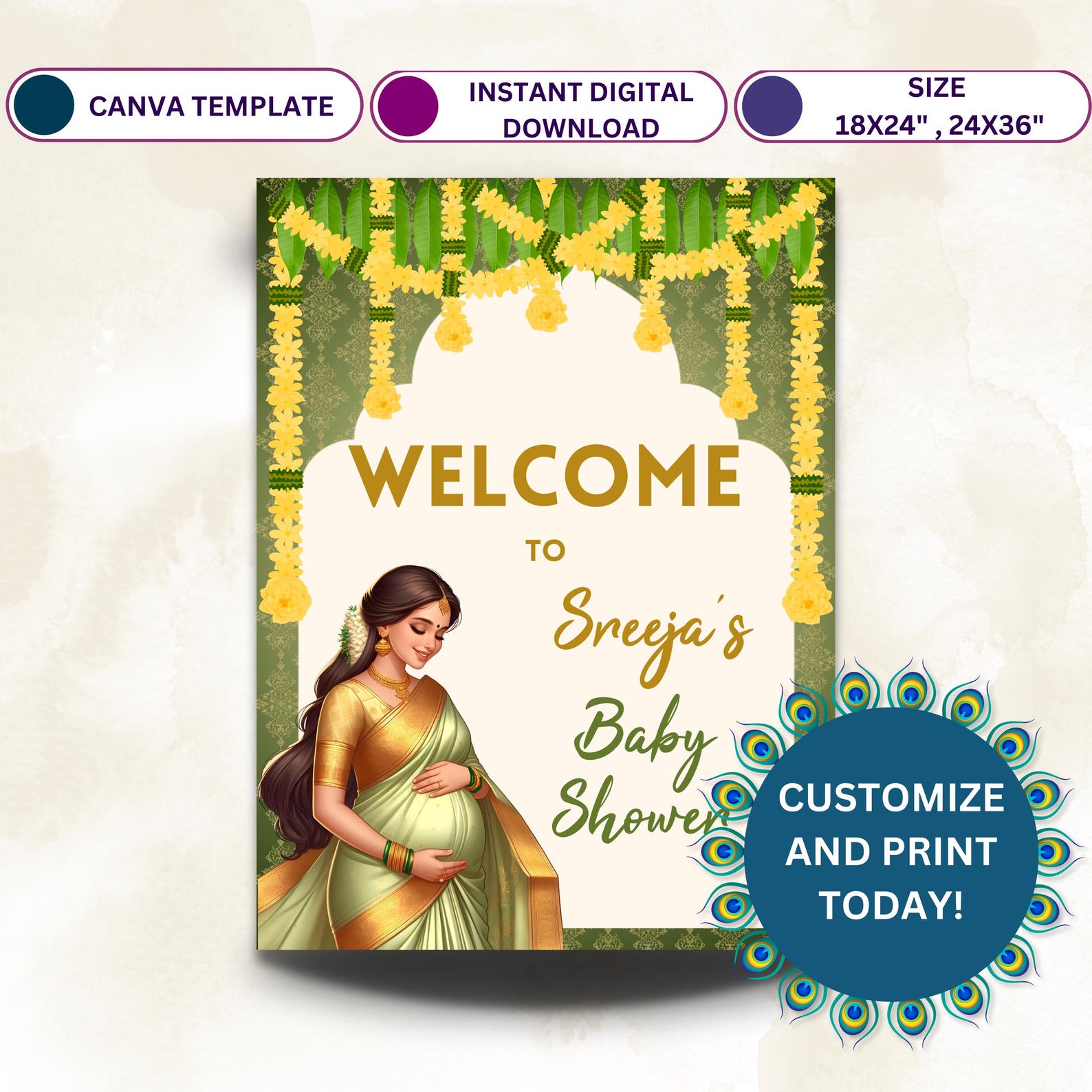 Seemantham Welcome Board for Indian Baby Shower or Sreemantham Welcome ...