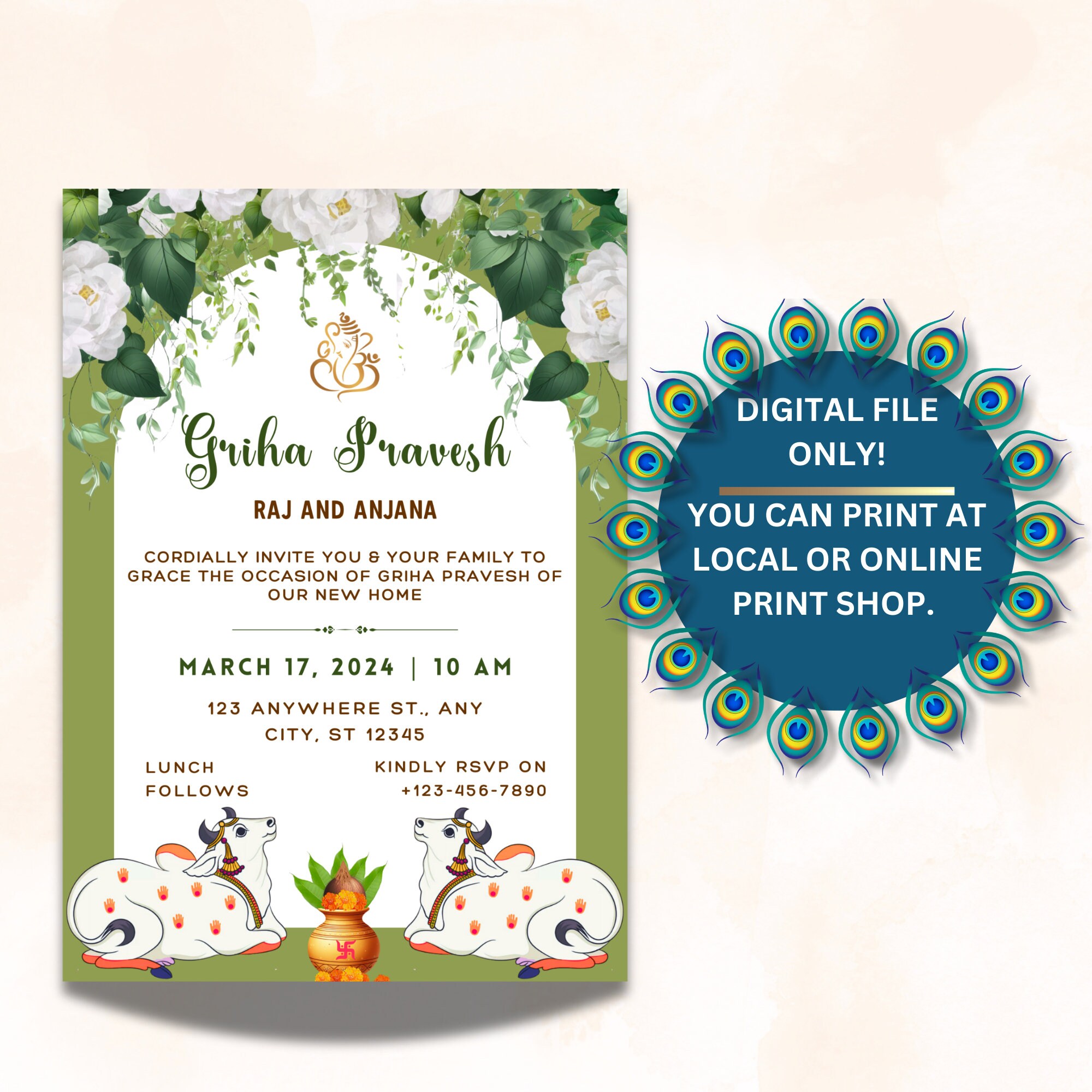 Indian Housewarming Invitation, Customizable Invitation for Indian ...