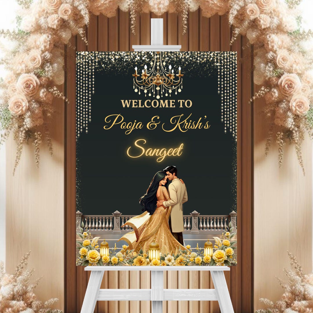 Sangeet Welcome Sign, Customizable Sangeet Sign, Indian Welcome Sign ...