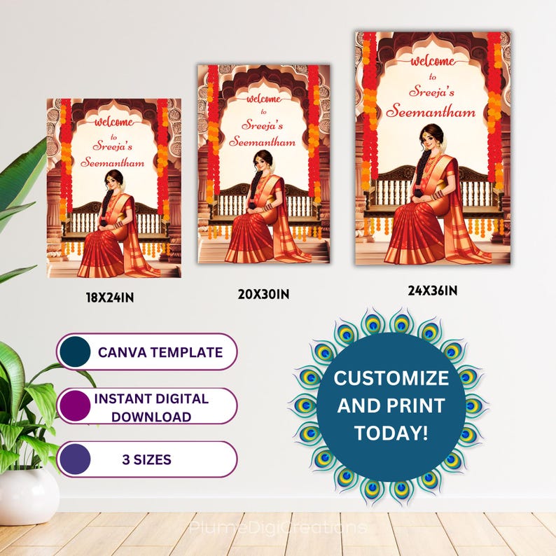 Seemantham Welcome Board for Indian Baby Shower or Sreemantham Welcome ...