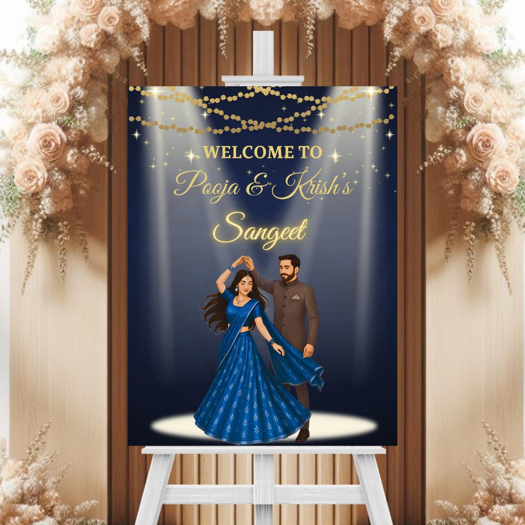 Sangeet Welcome Board Sign, Customizable Sangeet Sign, Indian Welcome ...