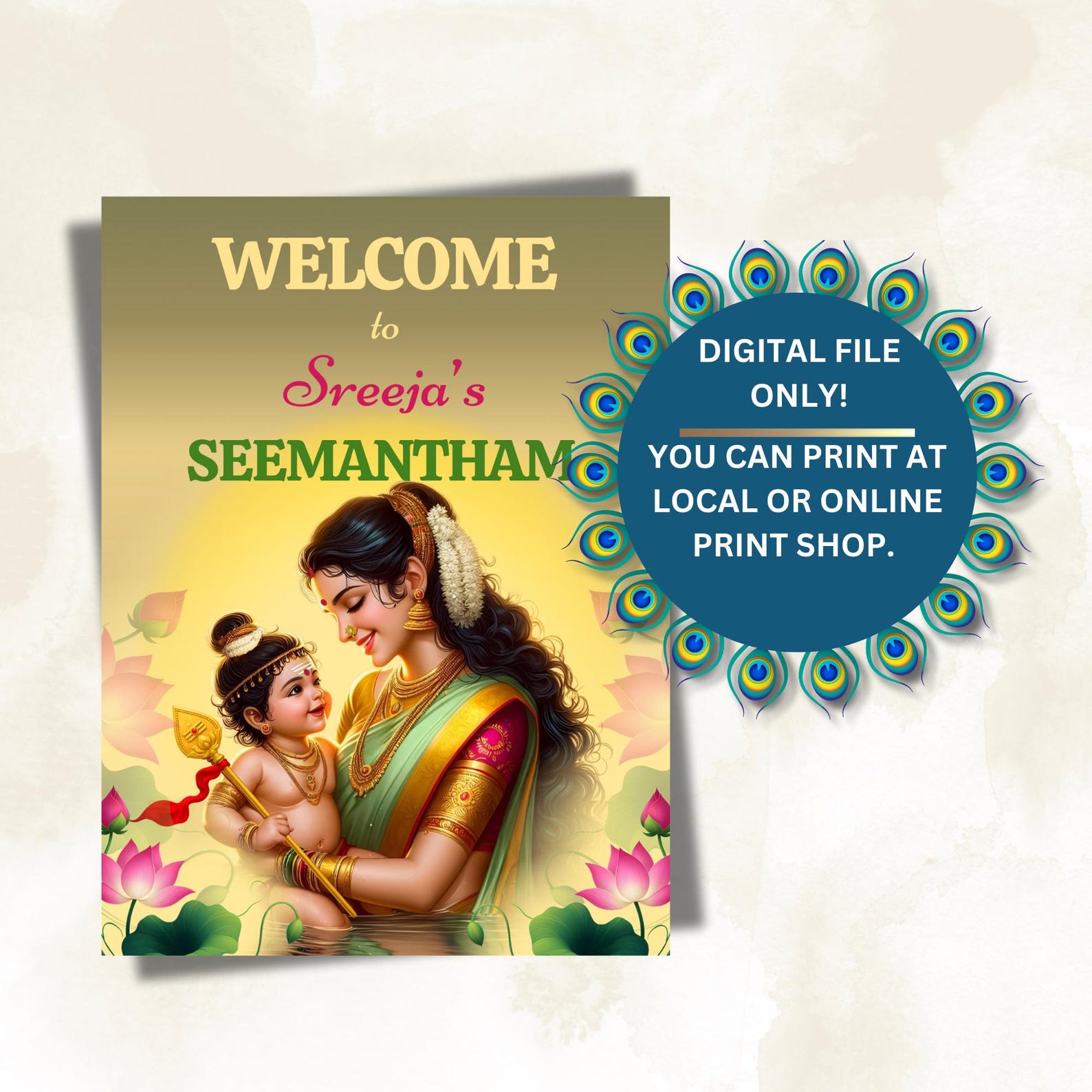 Seemantham Welcome Sign: Indian Baby Shower Decor (digital Download ...
