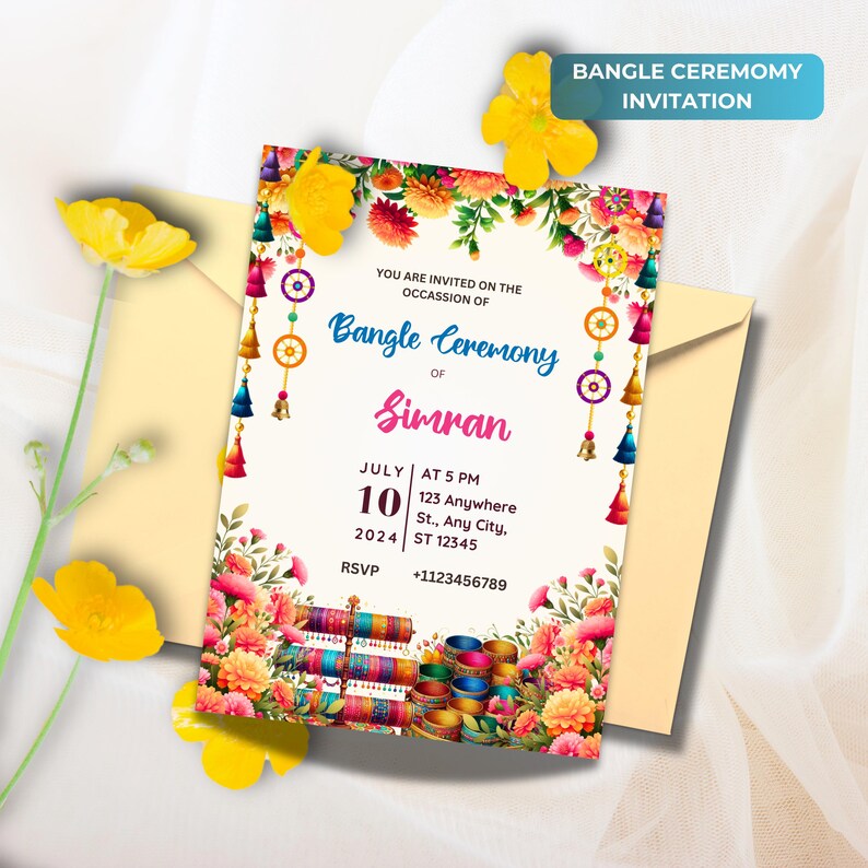 Bangle Ceremony Invitation for Choora Ceremony, Punjabi Wedding ...