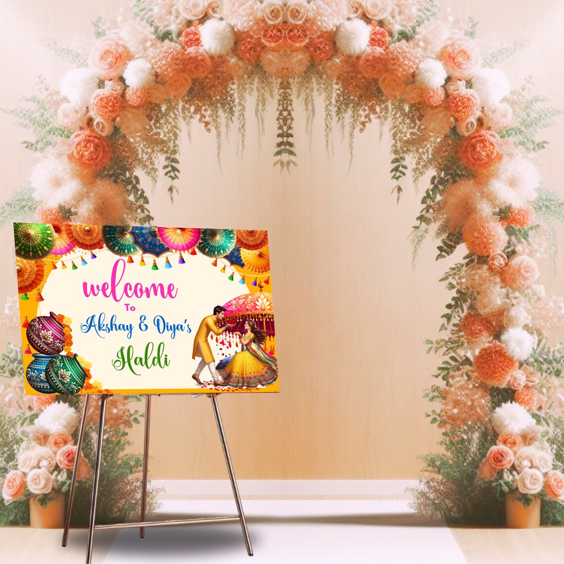 Colorful Haldi Sign for Your Haldi Event, Customizable Haldi Welcome ...