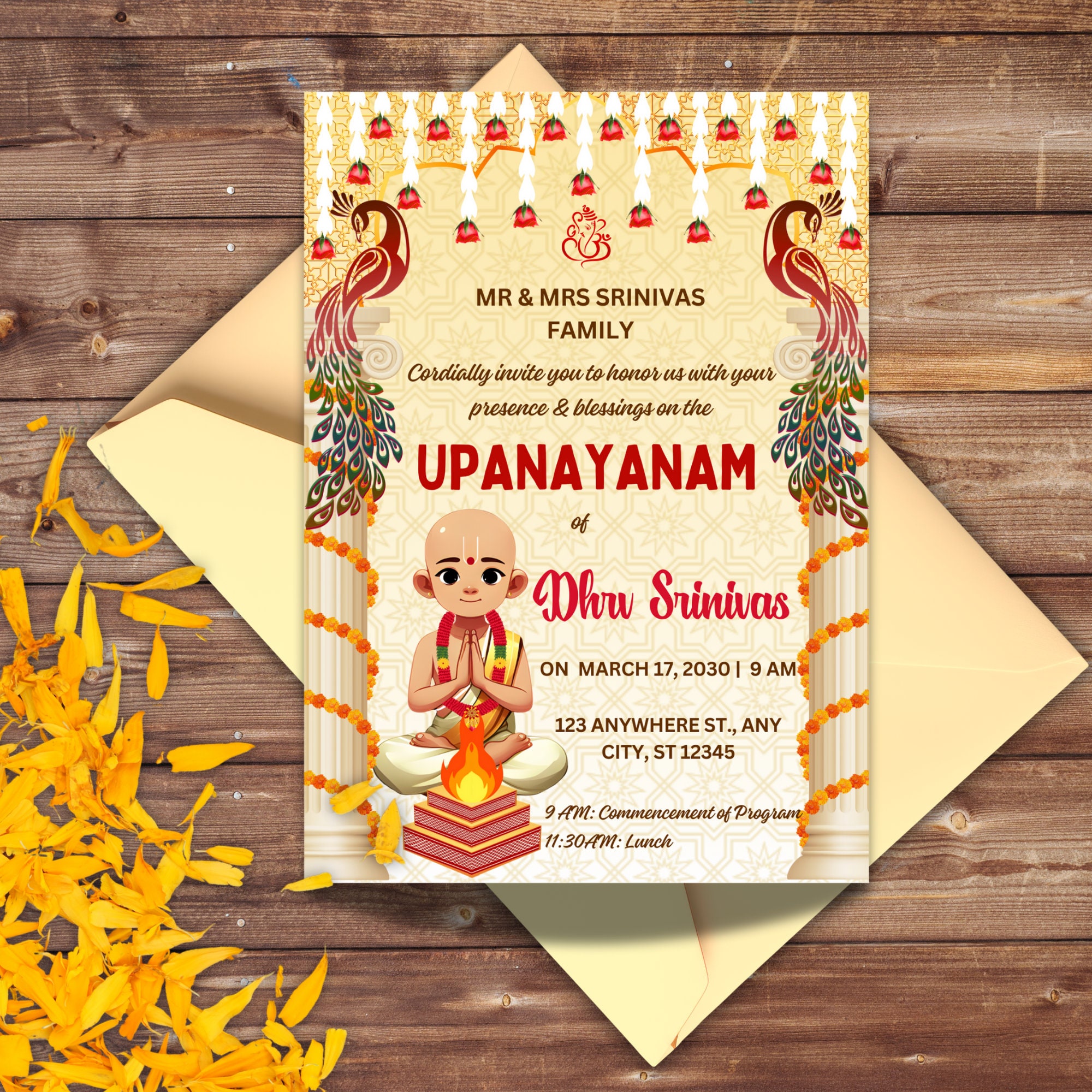 Upanayanam Bundle: Upanayanam Invite, Customizable Upanayanam ...