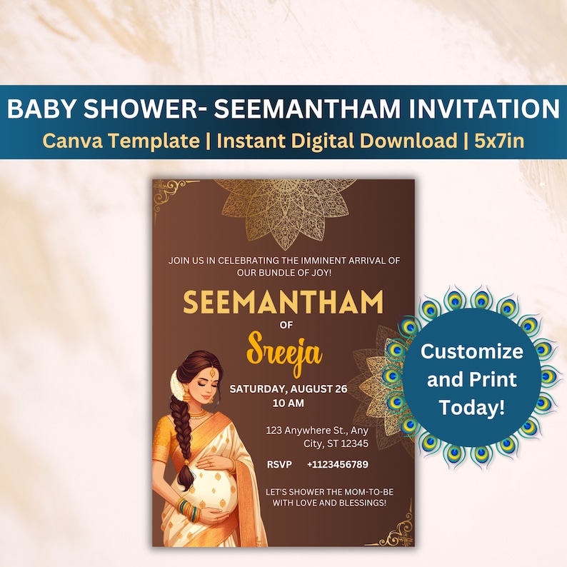 Sreemantham Invite for Your Indian Baby Shower, Valaikappu or Godh ...