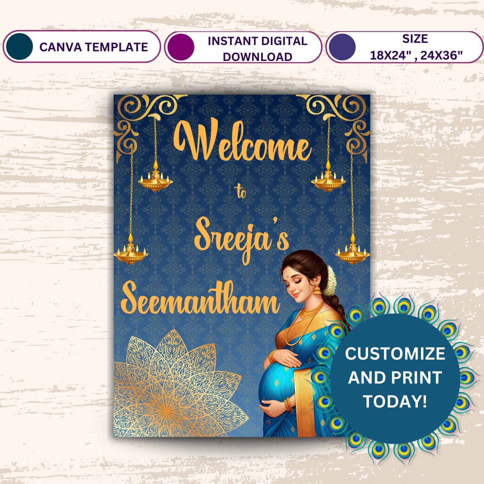 Seemantham Welcome Board for Indian Baby Shower or Sreemantham Welcome ...