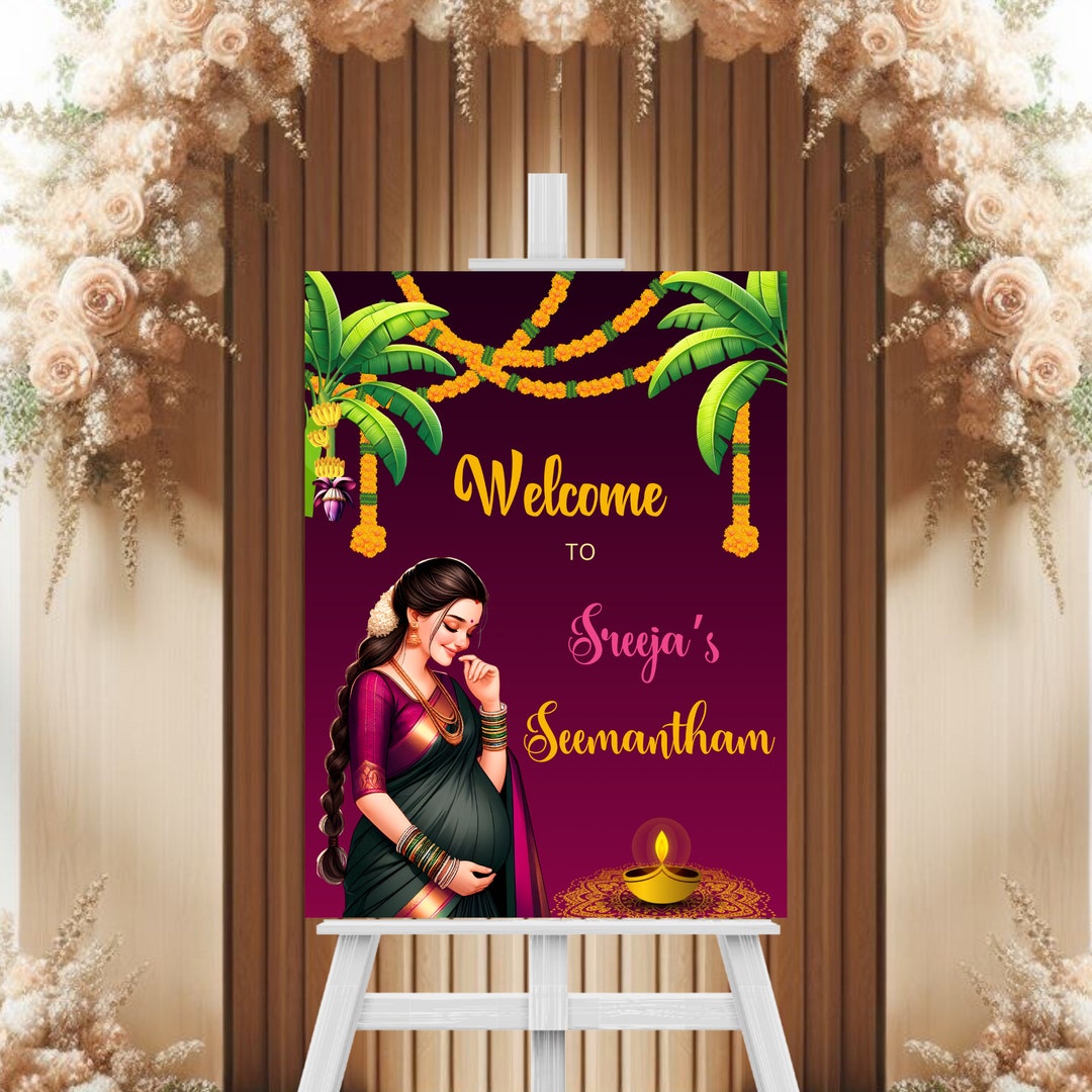 Seemantham Welcome Board for Indian Baby Shower or Sreemantham Welcome ...