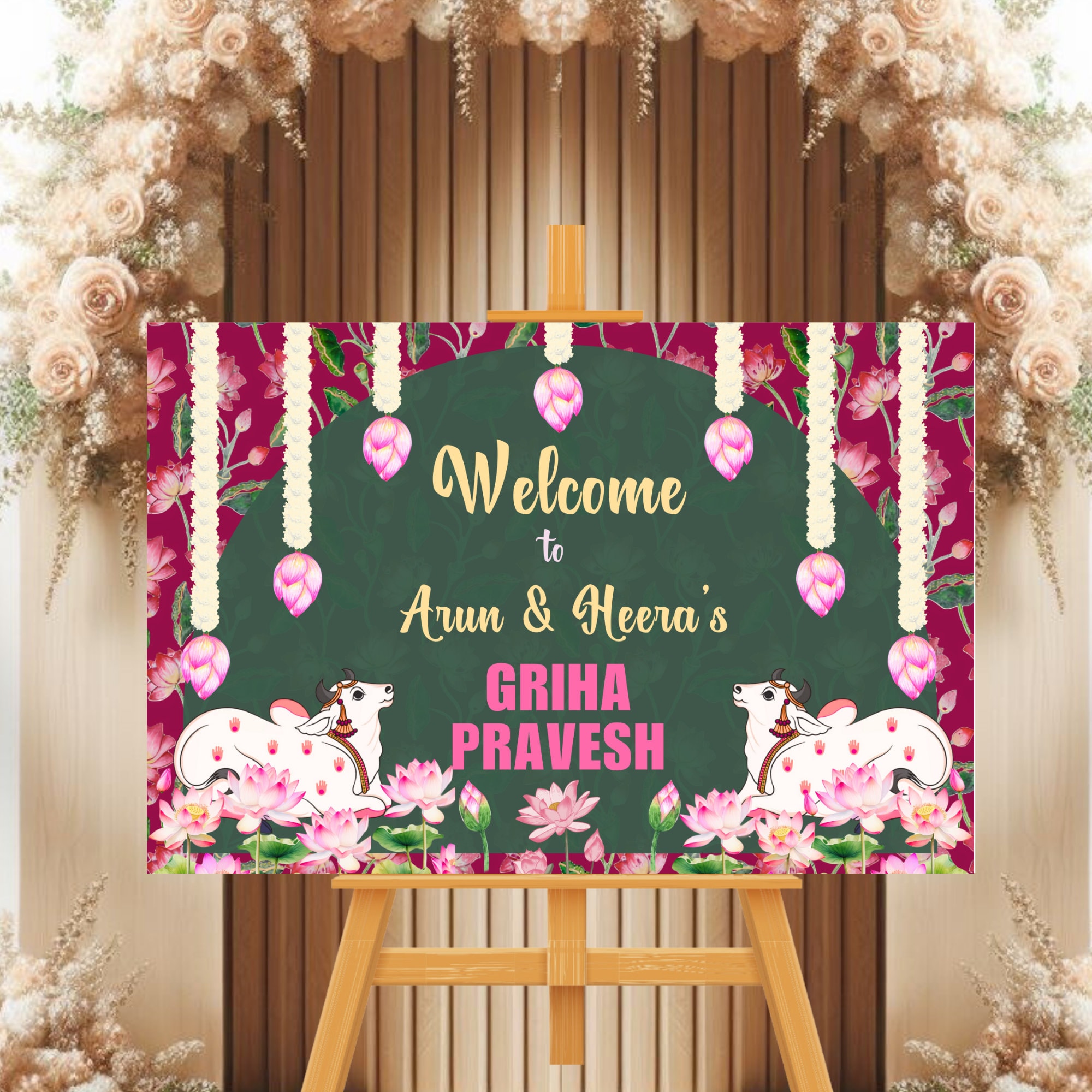 Indian Housewarming Welcome Sign, Customizable Welcome Sign for Indian ...