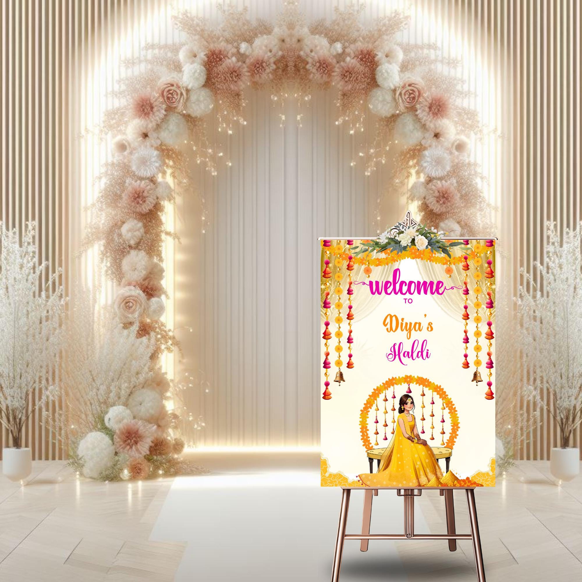 Haldi Sign for Your Haldi Event, Customizable Mayun Welcome Sign for ...