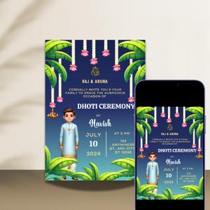 Dhoti Ceremony Invitation for Dhothi Function Invite & Panchalu ...