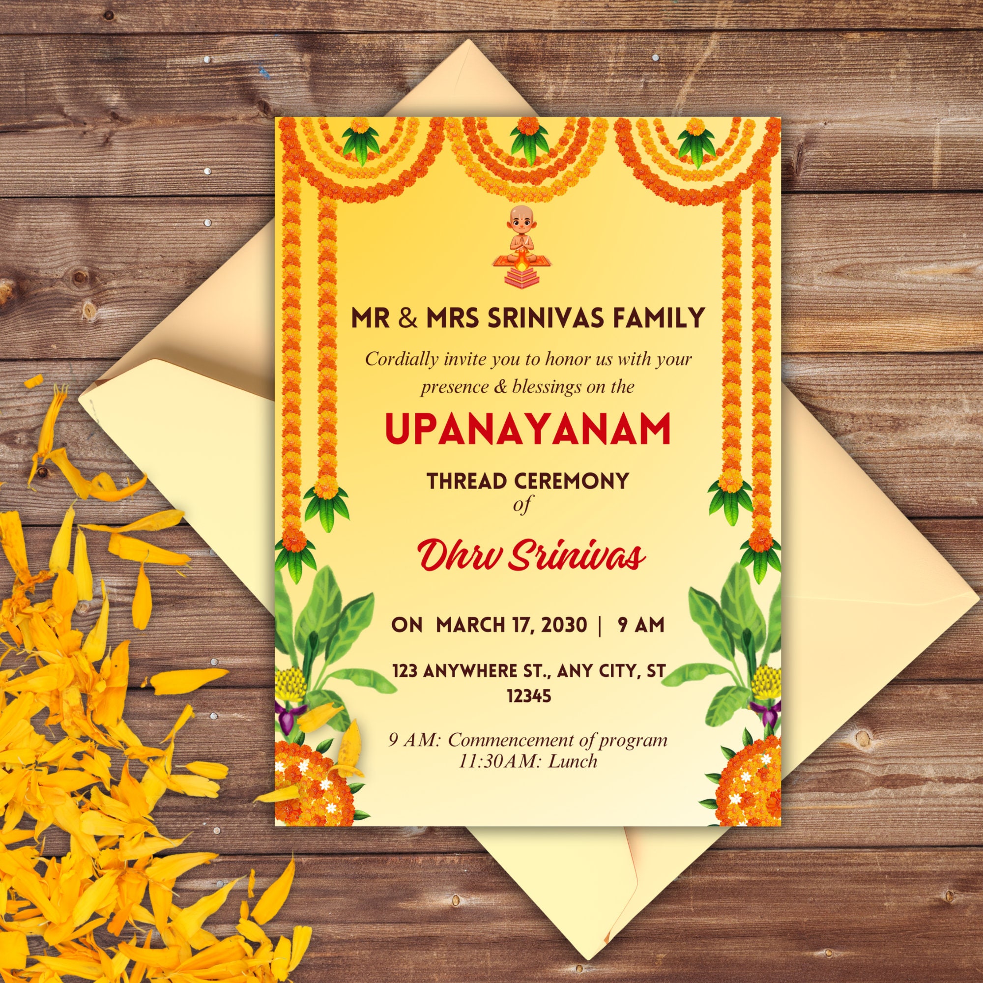 Upanayanam Bundle: Upanayanam Invite, Customizable Upanayanam ...