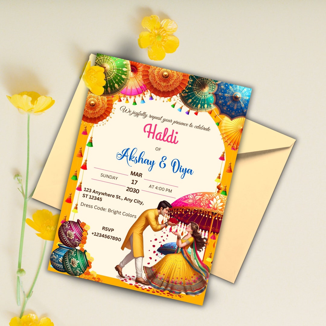 Colorful Haldi Invitation for Your Haldi Event, Customizable Haldi ...