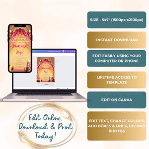 Dholki Invitation, Editable Colorful Invitation for Dholki Night ...