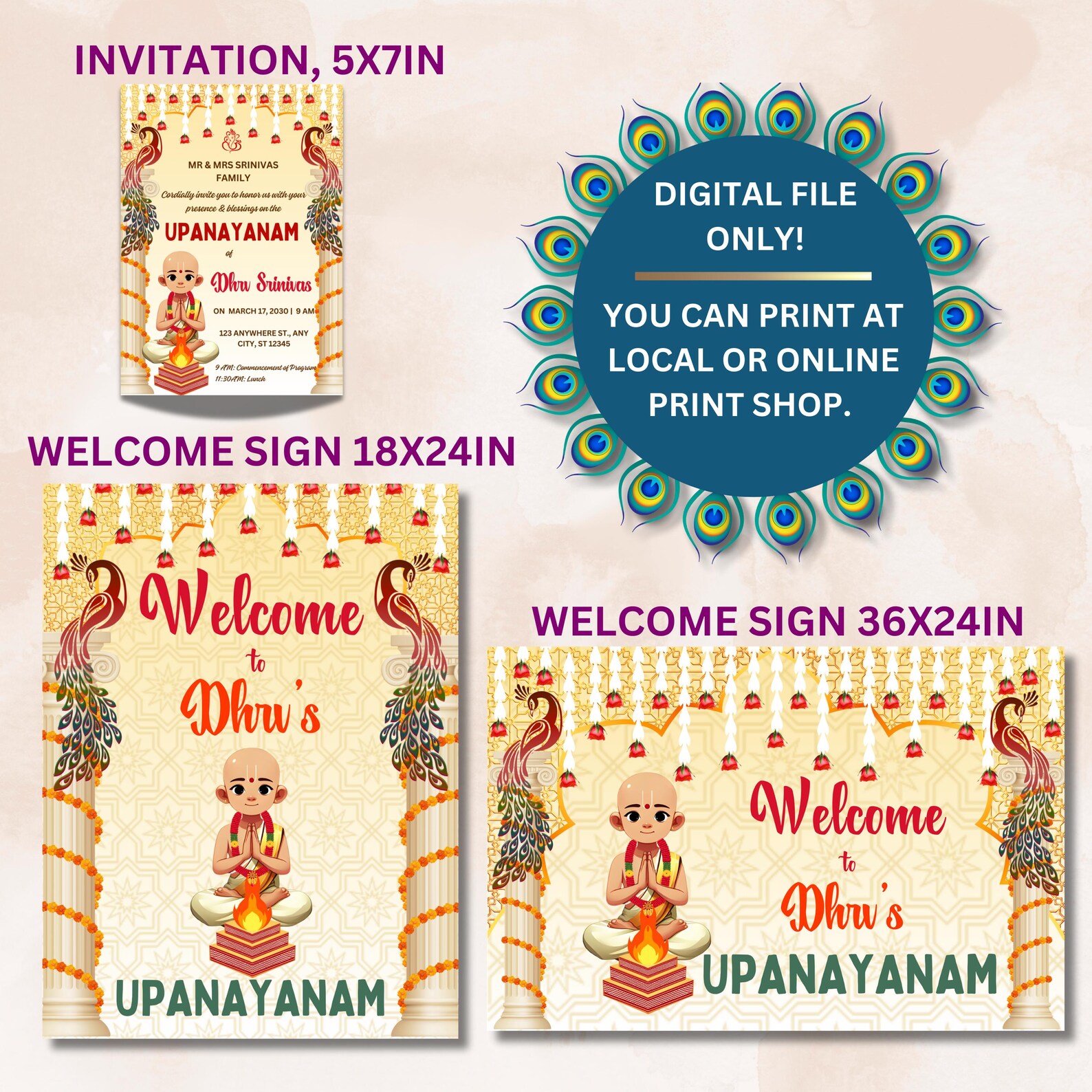 Upanayanam Bundle: Upanayanam Invite, Customizable Upanayanam ...