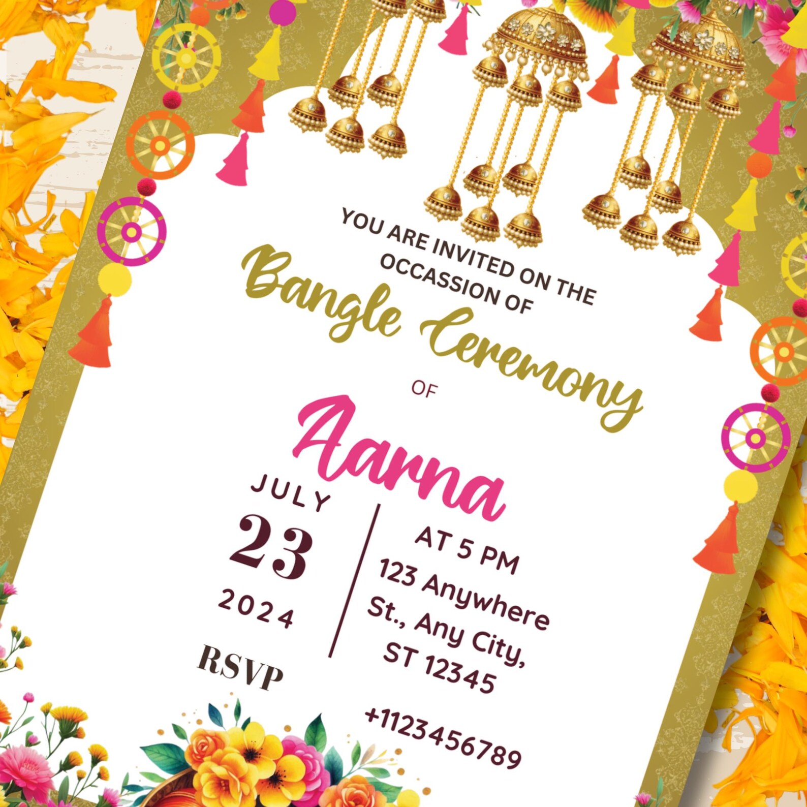 Bangle Ceremony Invitation for Choora Ceremony, Punjabi Wedding ...