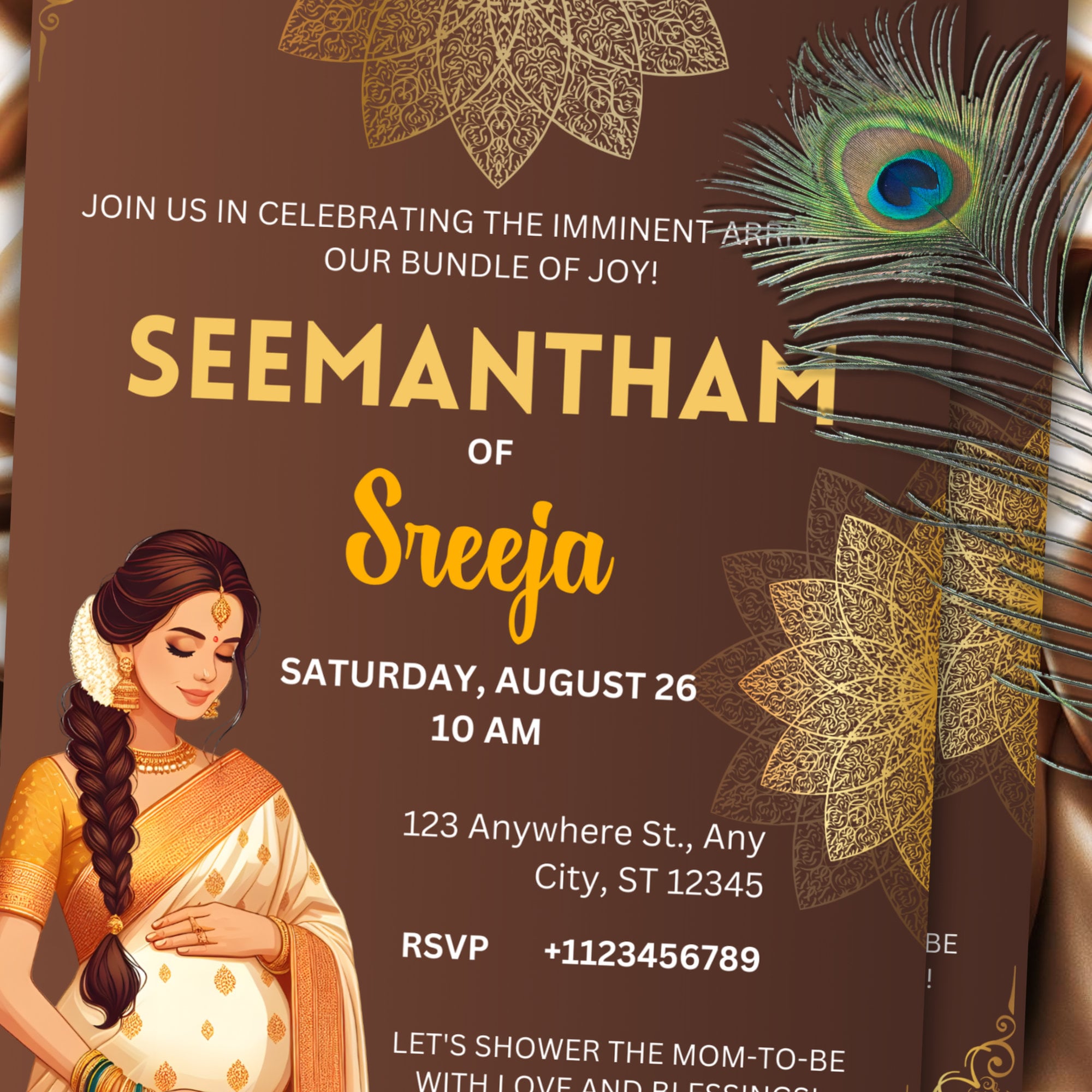 Sreemantham Invite for Your Indian Baby Shower, Valaikappu or Godh ...