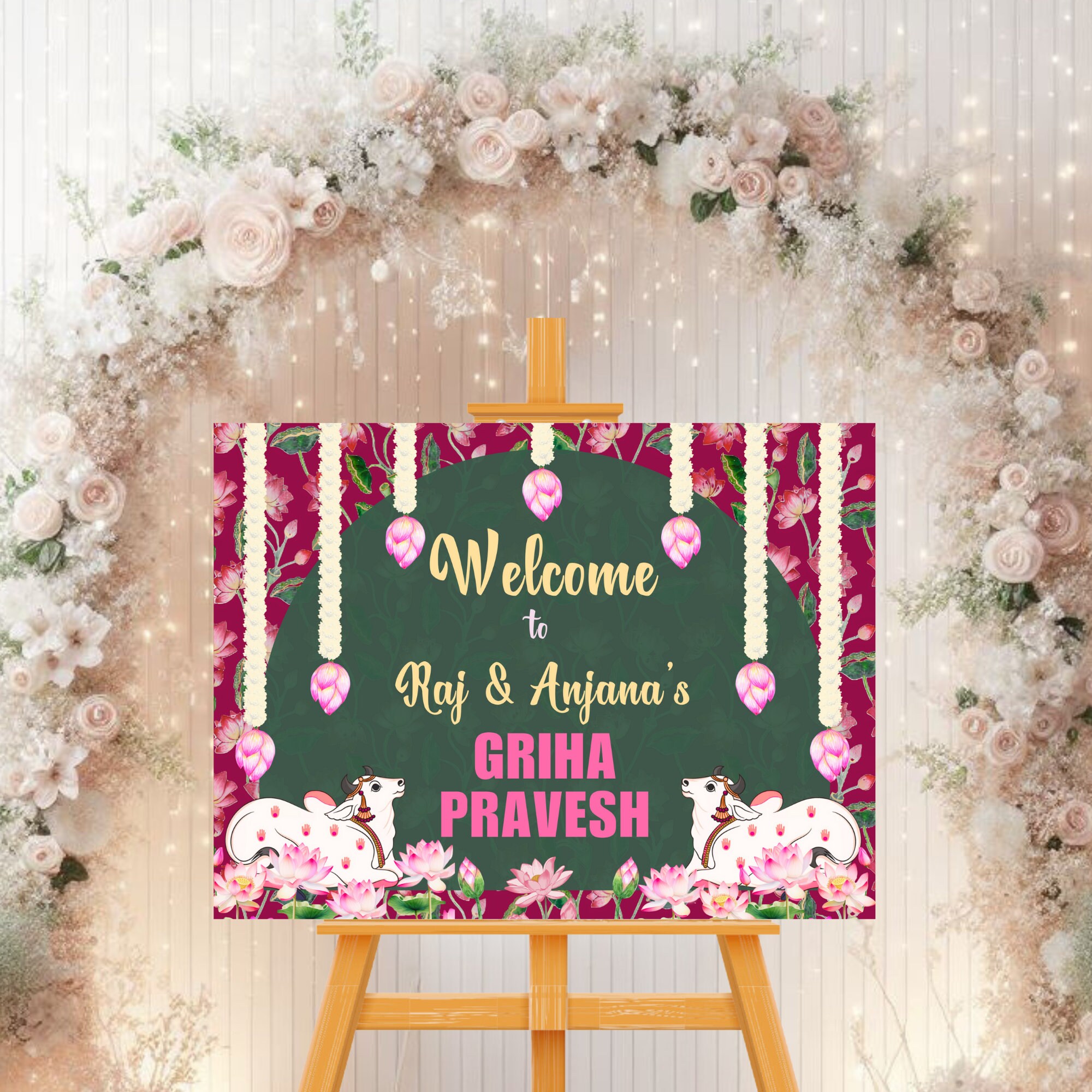 Indian Housewarming Welcome Sign, Customizable Welcome Sign for Indian ...