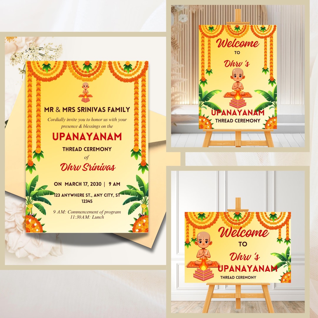 Upanayanam Bundle: Upanayanam Invite, Customizable Upanayanam ...