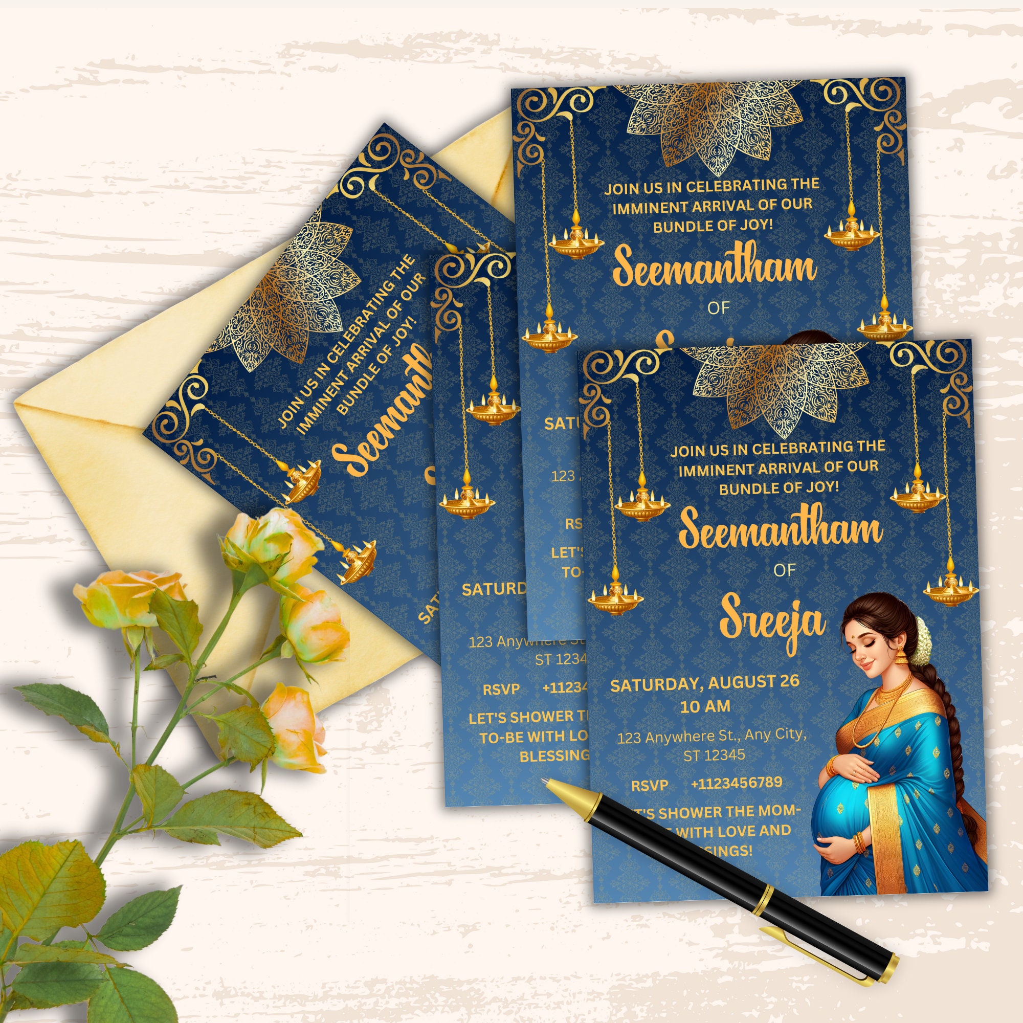 Sreemantham Invite for Your Indian Baby Shower, Valaikappu or Godh ...