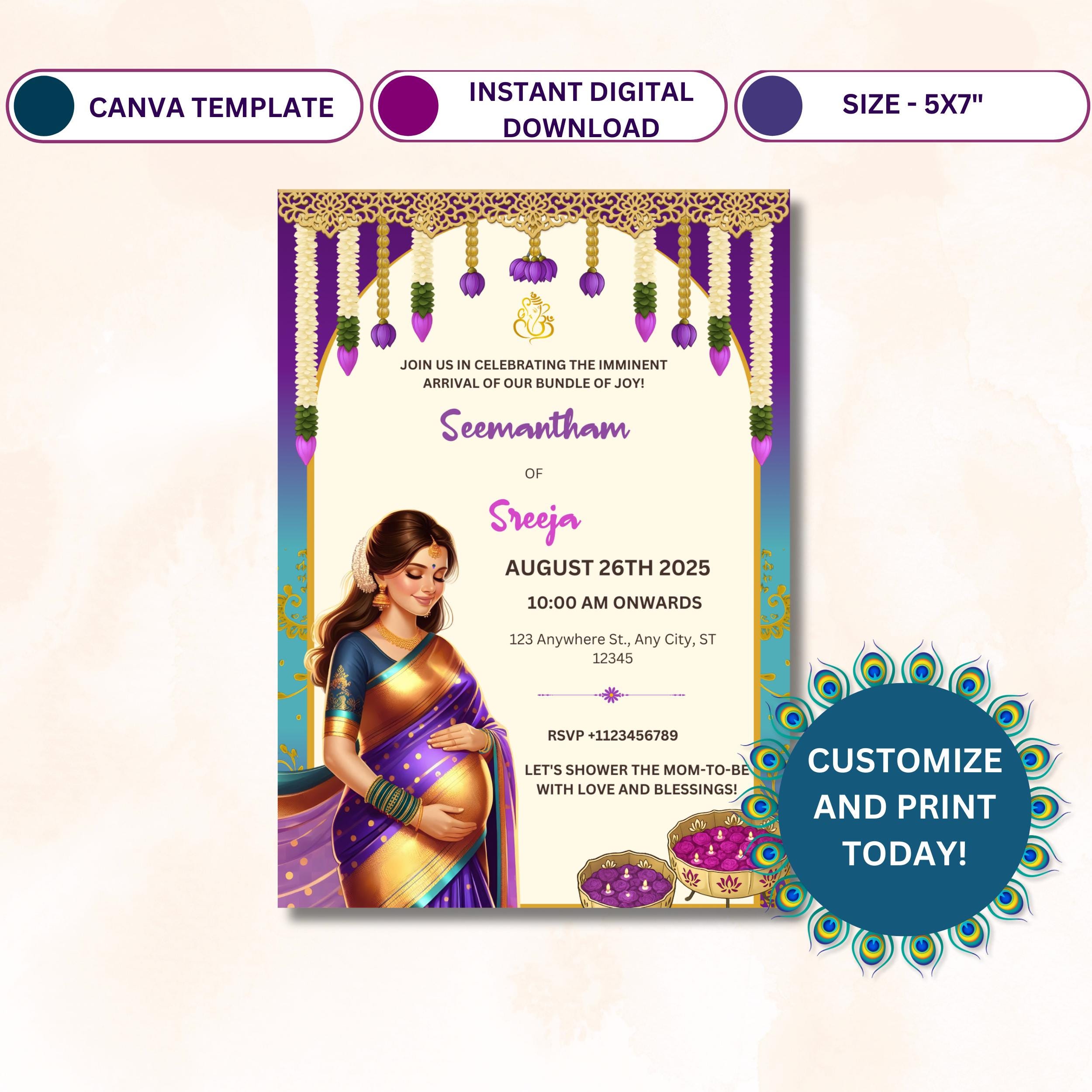 Sreemantham Invitation: Indian Baby Shower Template (digital Download ...
