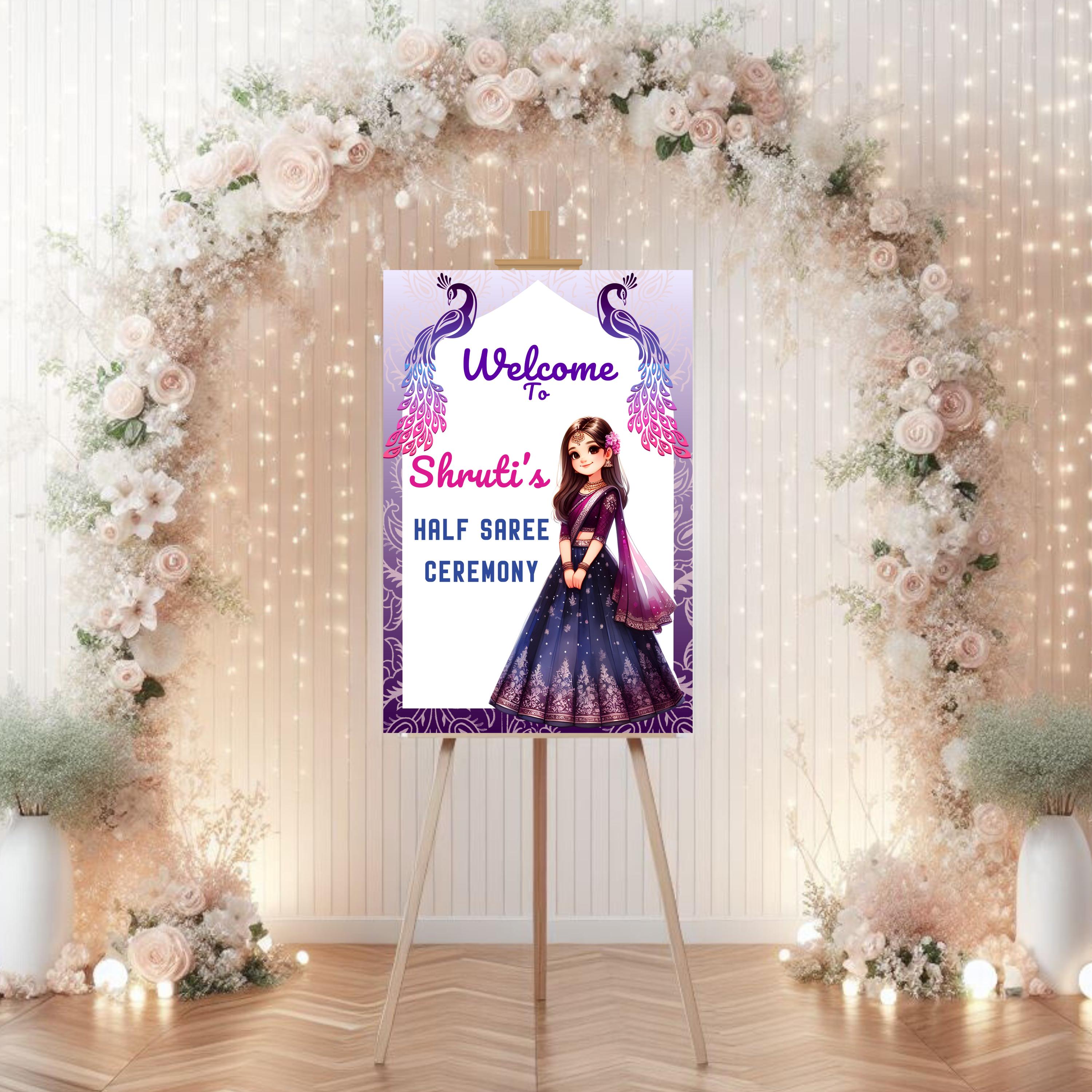 Half Saree Ceremony Welcome Sign, Customizable South Indian Puberty ...