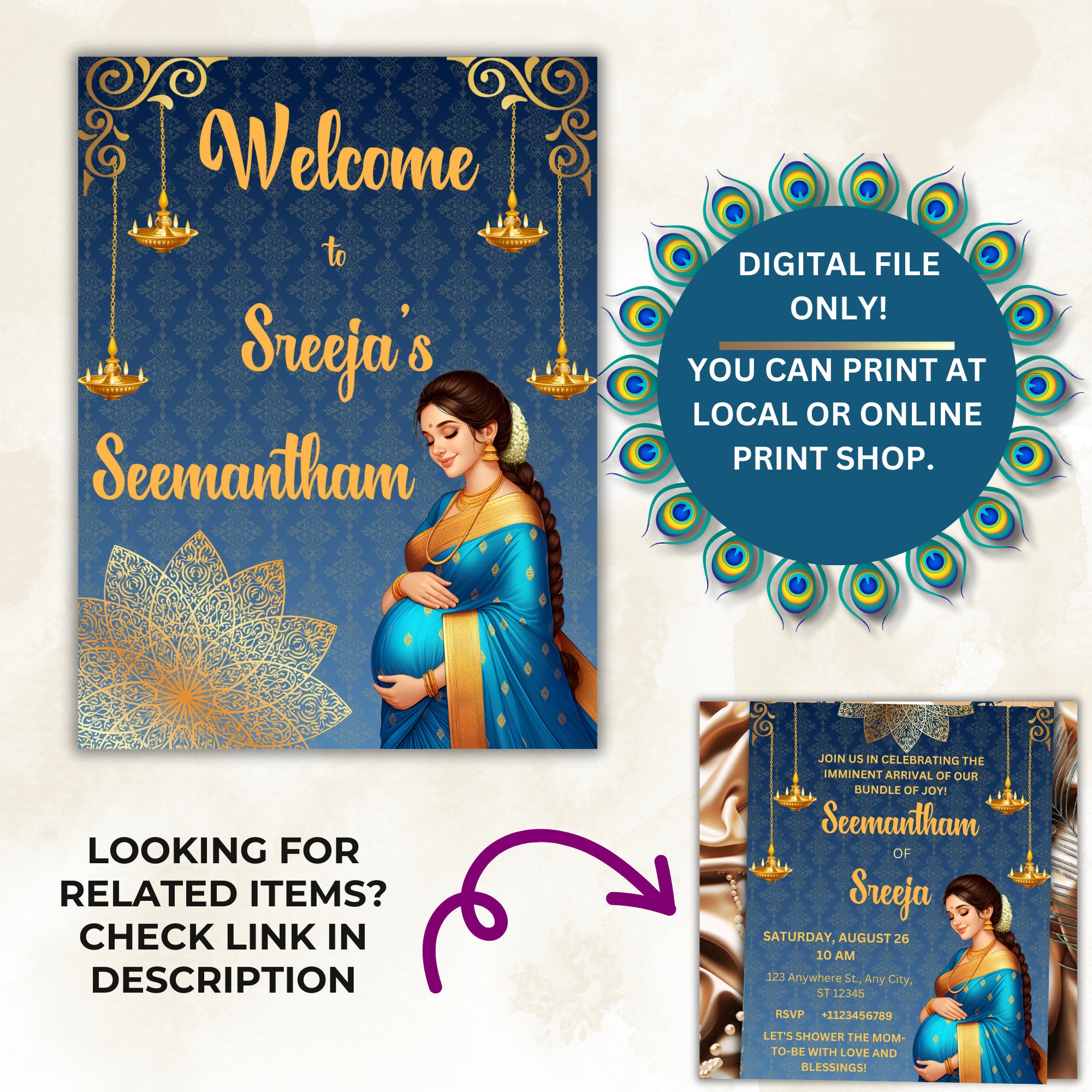 Seemantham Welcome Board for Indian Baby Shower or Sreemantham Welcome ...