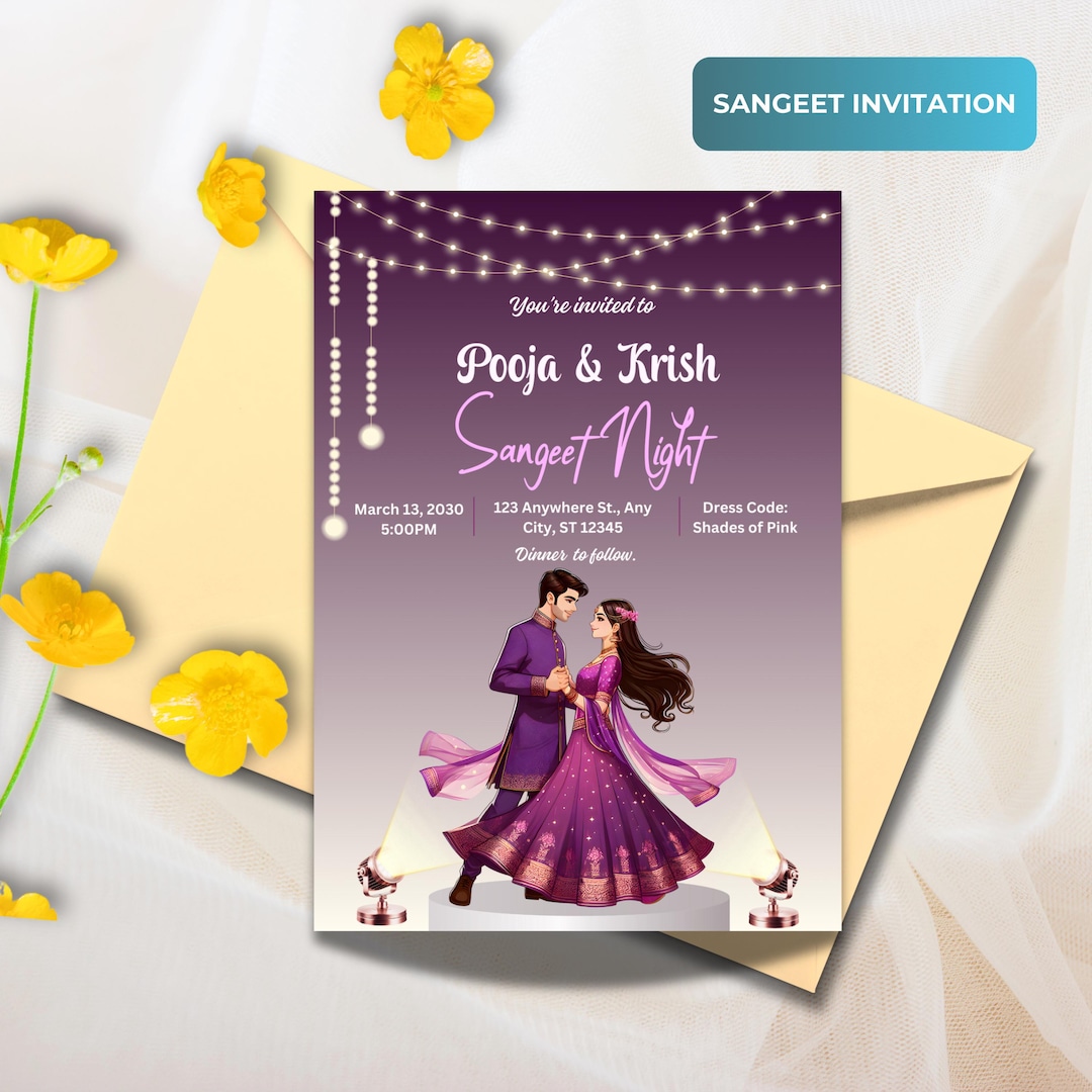 Sangeet Invitation, Customizable Invitation for Sangeet Party, Indian ...