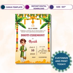 Dhoti Ceremony Invitation for Dhothi Function Invite & Panchalu ...