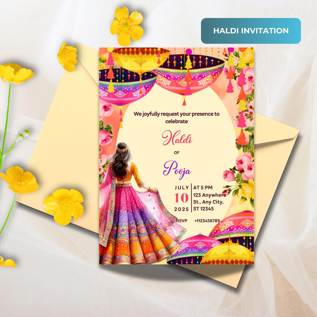 Haldi Invitation for Your Haldi Event, Customizable Haldi Invite for ...