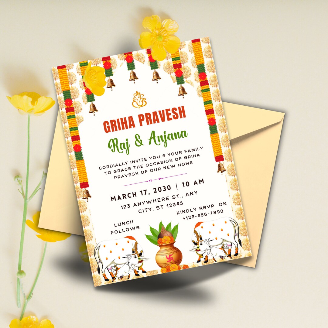 Indian Housewarming Invitation, Customizable Invitation for Indian ...