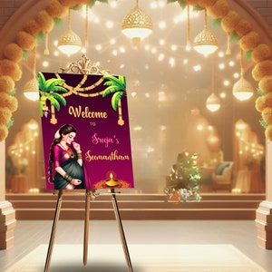 Seemantham Welcome Board for Indian Baby Shower or Sreemantham Welcome ...
