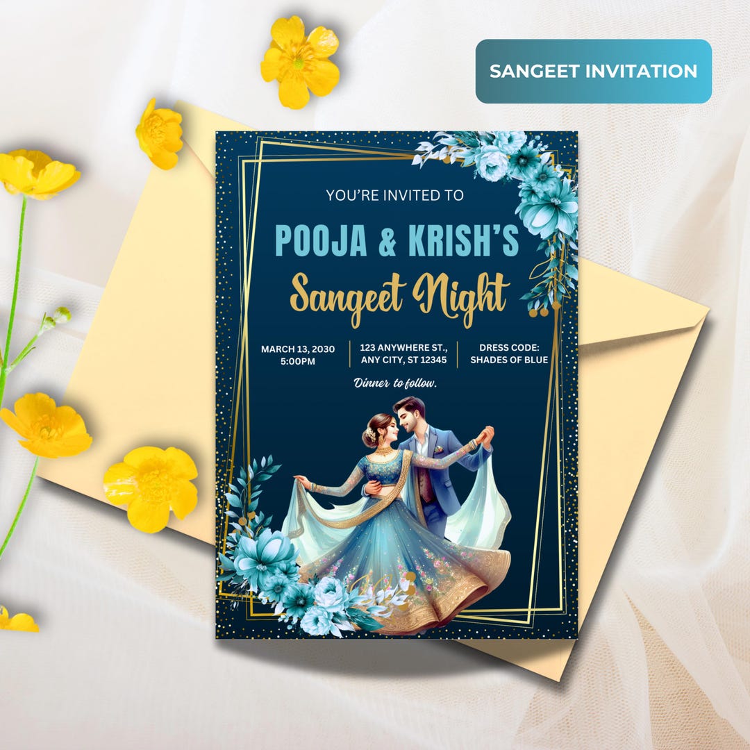 Sangeet Invitation, Customizable Invitation for Sangeet Party, Indian ...