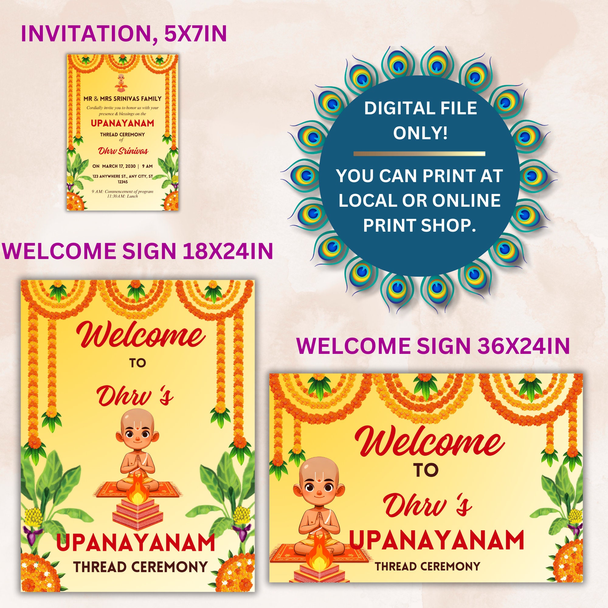 Upanayanam Bundle: Upanayanam Invite, Customizable Upanayanam ...