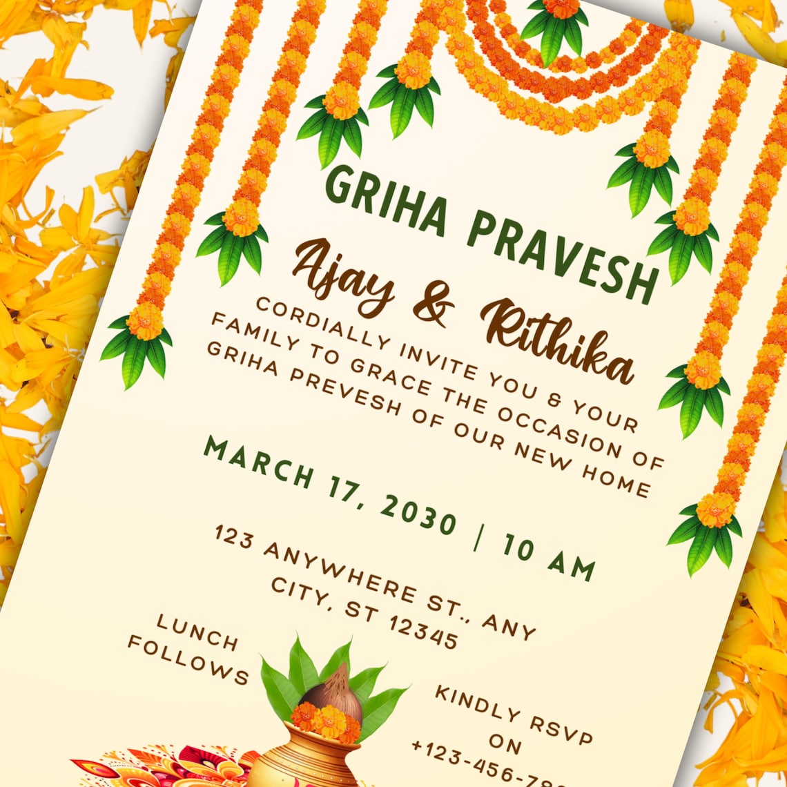 Indian Housewarming Invitation, Customizable Invitation for Indian ...