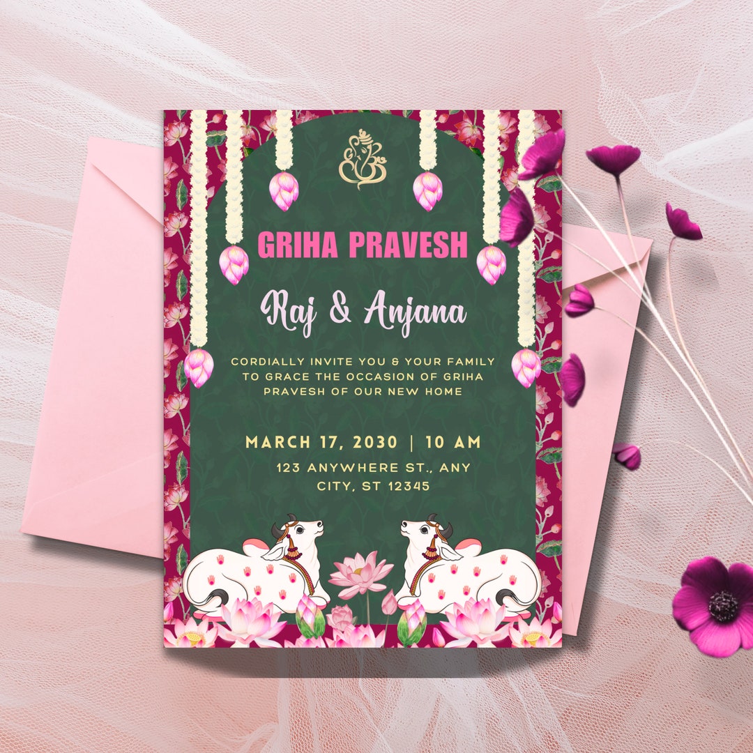 Indian Housewarming Invitation, Customizable Invitation for Indian ...