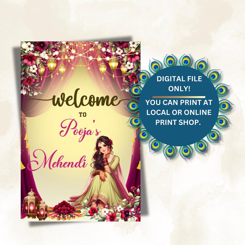 Mehndi Sign, Editable Welcome Sign for Mehendi Night, Mehendi Welcome ...