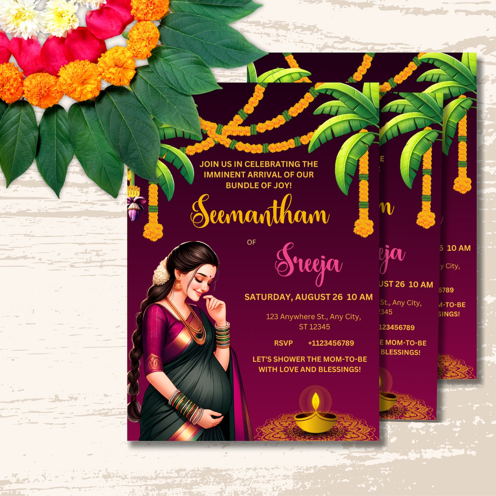 Sreemantham Invite for Your Indian Baby Shower, Valaikappu or Godh ...